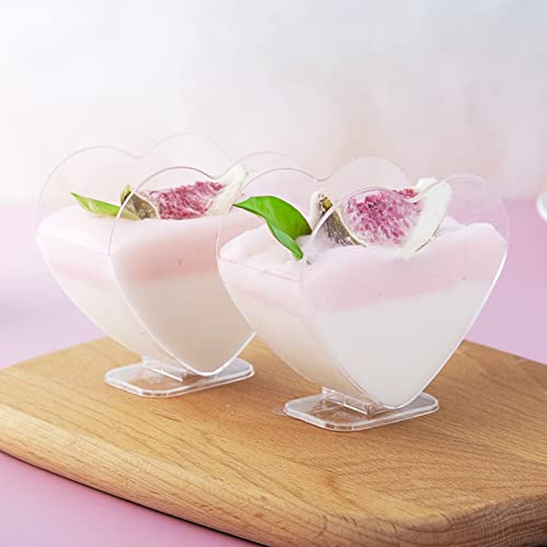 HJW 100 Pack 4 oz Clear Plastic Dessert Cups with Spoons, Mini Appetizer Serving Plates Disposable Bowls for Desserts, Appetizers, Puddings, Mousse, Fruit Parfait and More