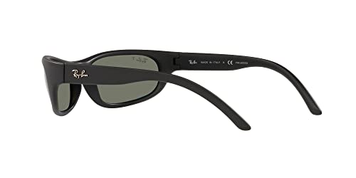 Ray-Ban Men's RB4033 Predator Rectangular Sunglasses, Matte Black/Polarized Green, 60 mm