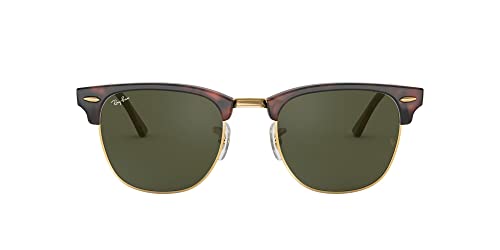 Ray-Ban RB3016 Clubmaster Square Sunglasses, Mock Tortoise On Gold/G-15 Green, 49 mm