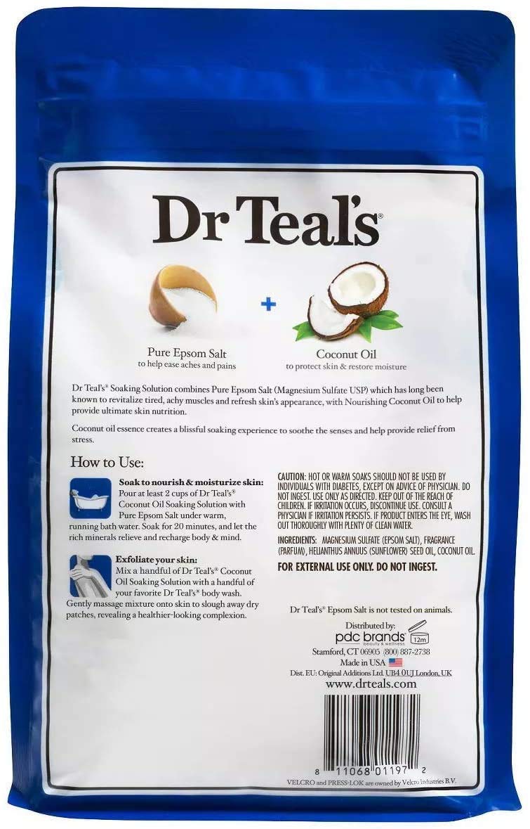 Dr. Teal's Epsom Salt Bath Variety Gift Set (3lbs Ea.) - Soothe & Sleep Lavender, Nourish and Protect Coconut Oil - Essential Oils Blended with Pure Epsom Salt