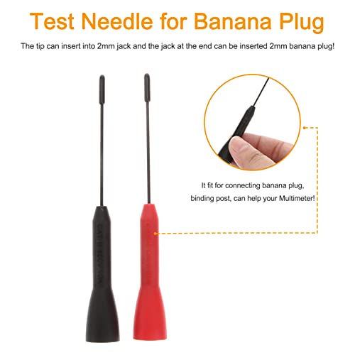 iplusmile Multimeter Tester Test Leads Test Probe Pins Multimeter Probes Tips, Extended Fine Point Tip Adapter Set Electronic Test Lead for Banana Plug Multimeter 2mm, 2pcs