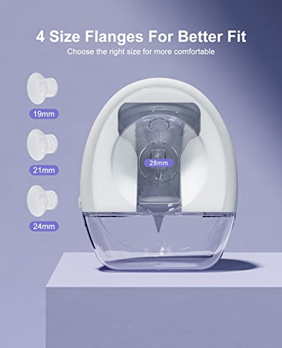 Wearable Breast Pump Hands Free, Haimmy Electric Portable Wireless Breast Pumps with LCD Display 3 Modes & 9 Levels, 19/21/24/28mm Flange, Leak-Proof, Low Noise Painless Breastfeeding Pump (2 Pack)