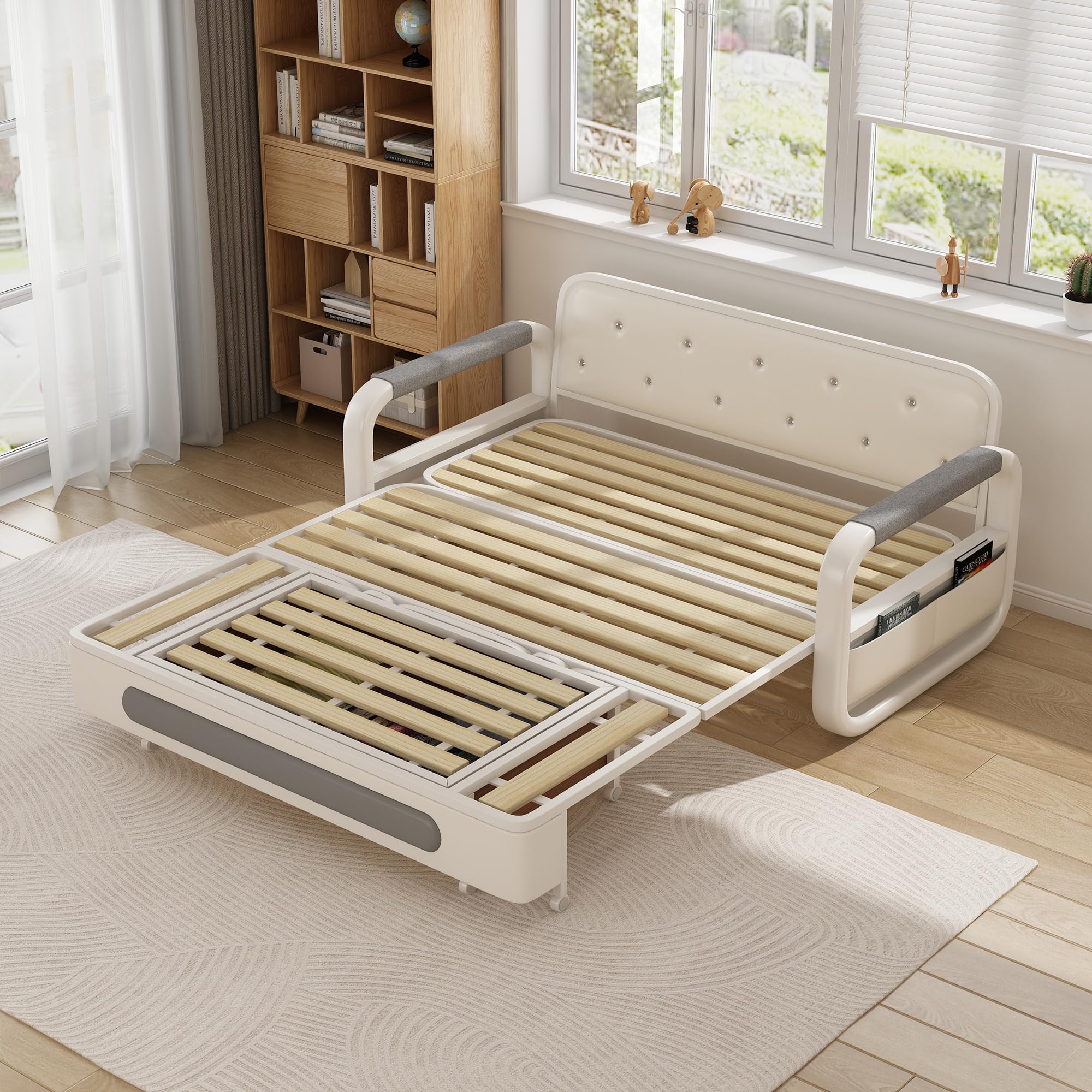 Luck Idea Convertible Sleeper Sofa Bed, Modern Pullout Couch Bed with Pull Out Bed, Adjustable Backrest, Loveseat Futon Sofa for Living Room Furniture (34.6" D x 50.3" W x 34.2" H)