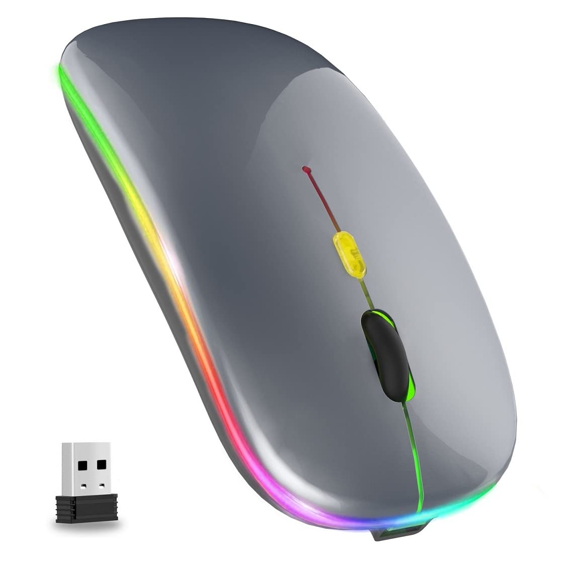 GLOBAL TECH Wireless Mouse, Rose Gold, 2.4GHz, USB Rechargeable, 3 Adjustable DPI Levels, LED Lights, Plug and Play