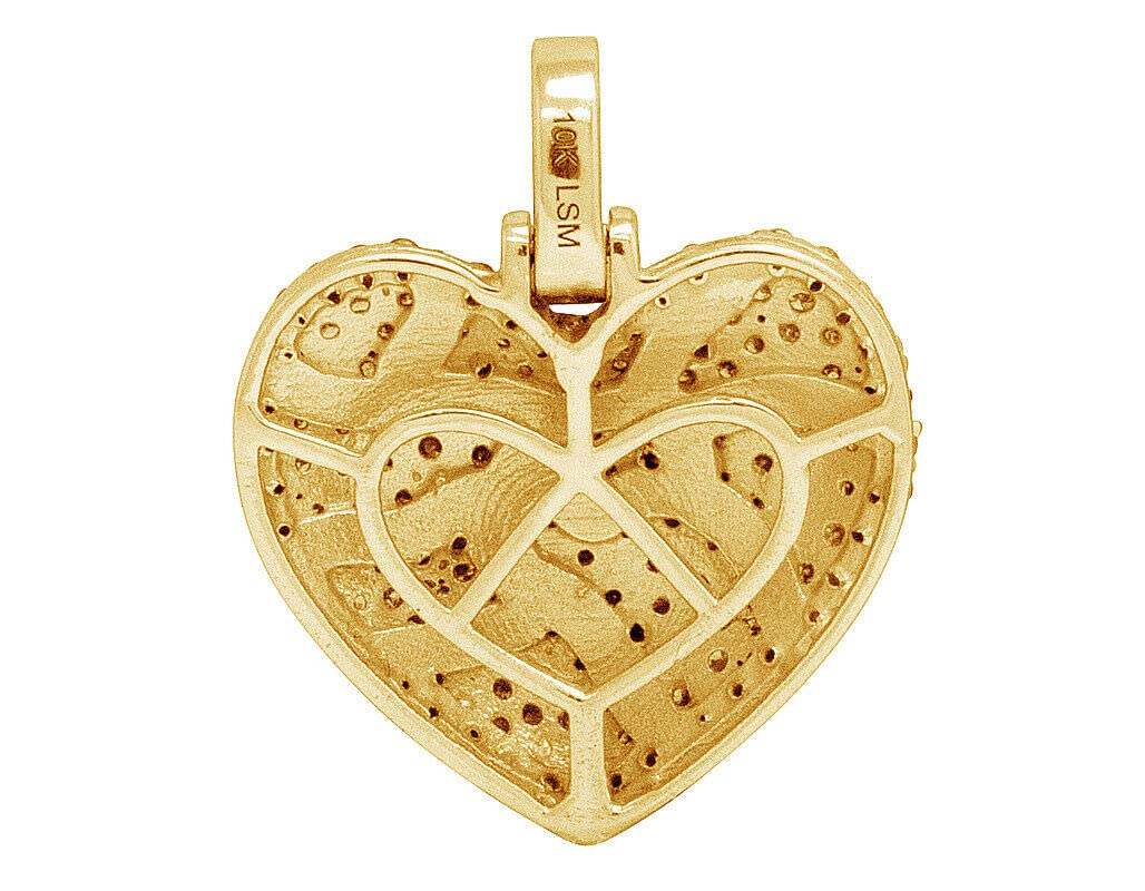 DTJEWELS 10K Yellow Gold Finish Broken Bleeding Round Diamond Heart Pendant Charm 1 1/10CT 1'' (AS-PN-2880)
