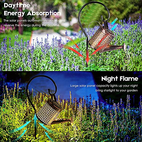 IERKEIE Solar Garden LED Light, Hollow Watering Can Lights Outdoor Decoration, Garden Stake Light for Pathway Yard Lawn Patio Landscape Decor