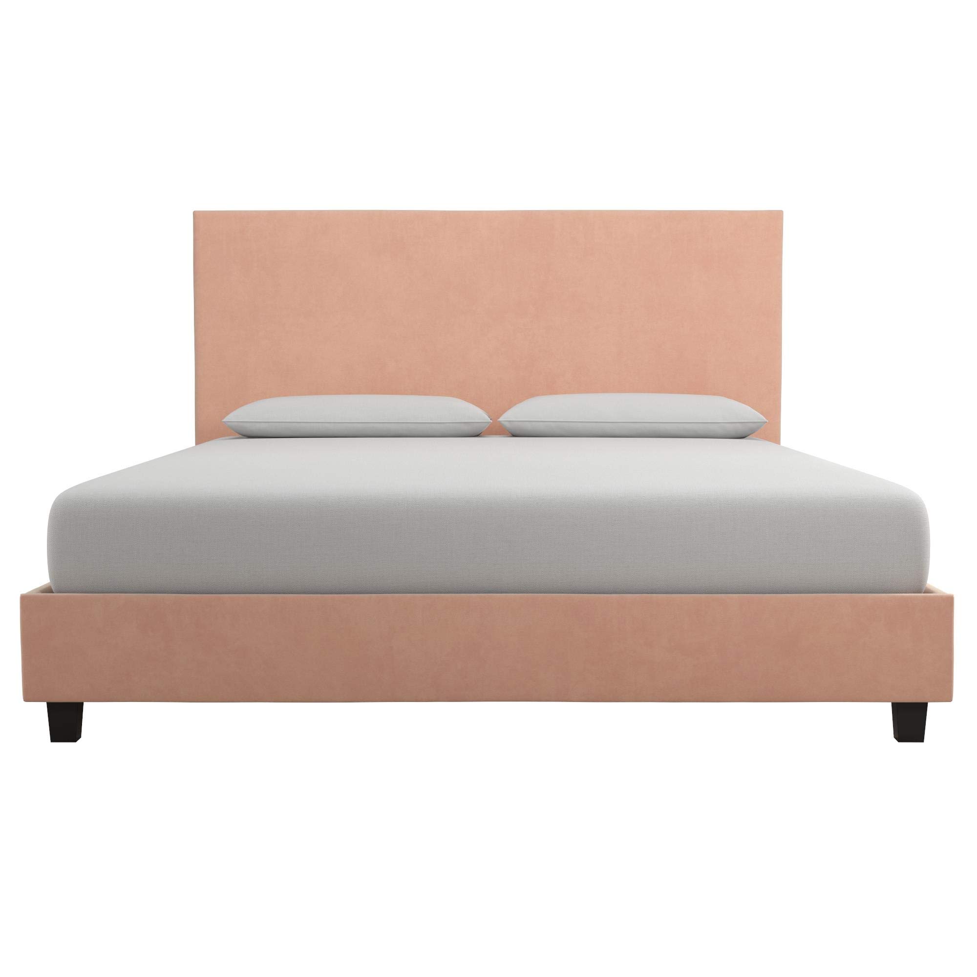 DHP Carley Upholstered Bed, White Faux Leather, Queen