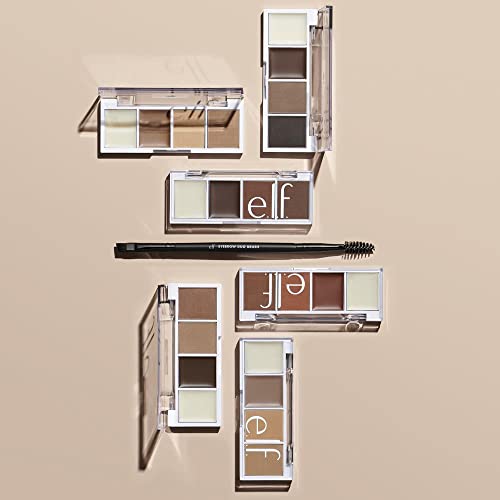 e.l.f. Bite-Size Brow, Mini Brow Quad with Ultra-Pigmented Waxes & Powders, Eyebrow Grooming & Makeup Kit, Black, 0.14 Oz