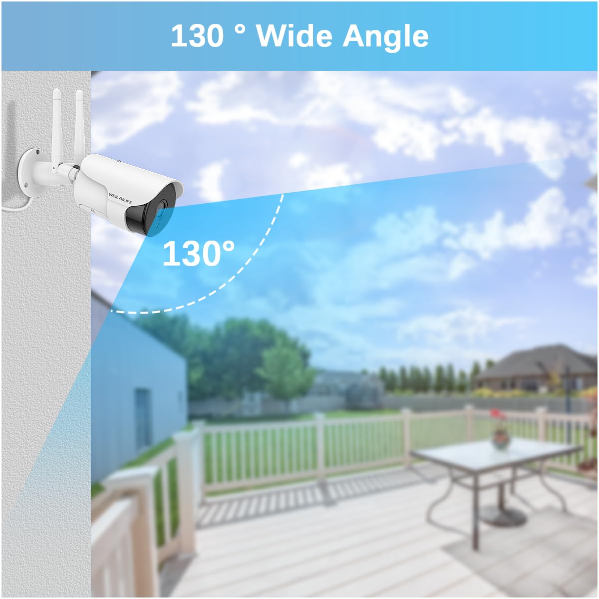WEILAILIFE 【2-Way Audio & 90ft Night Vision】 3MP Outdoor/Home Wireless Extended Security Camera, Bullet Exterior Surveillance, IP66 Waterproof
