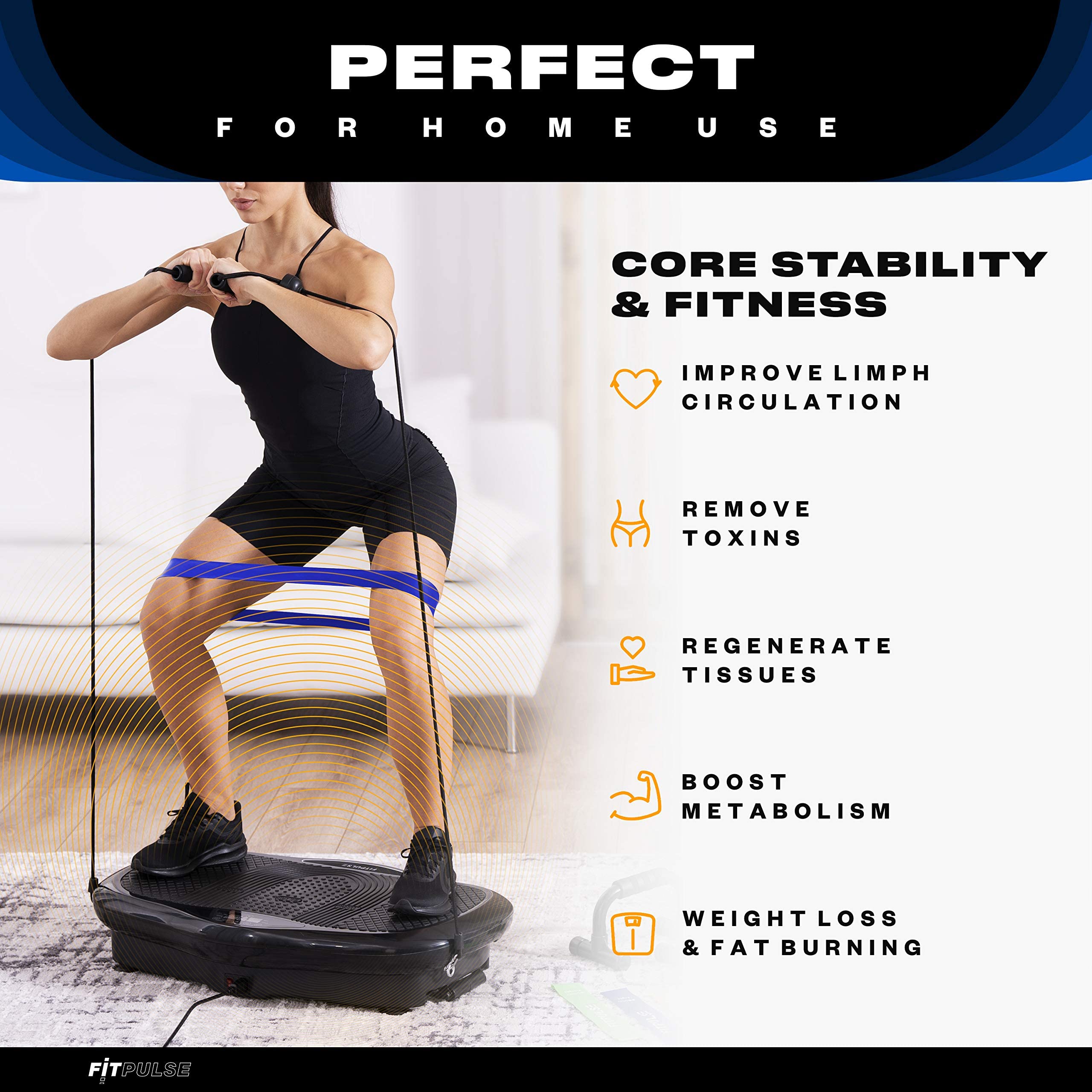 FITPULSE PRO Vibration Plate Exercise Machine - Single Motor Vibration Platform Machine Vibrating Platform - Body Vibration Machine Vibrating Machine Vibration Plates Black Vibrating Plate