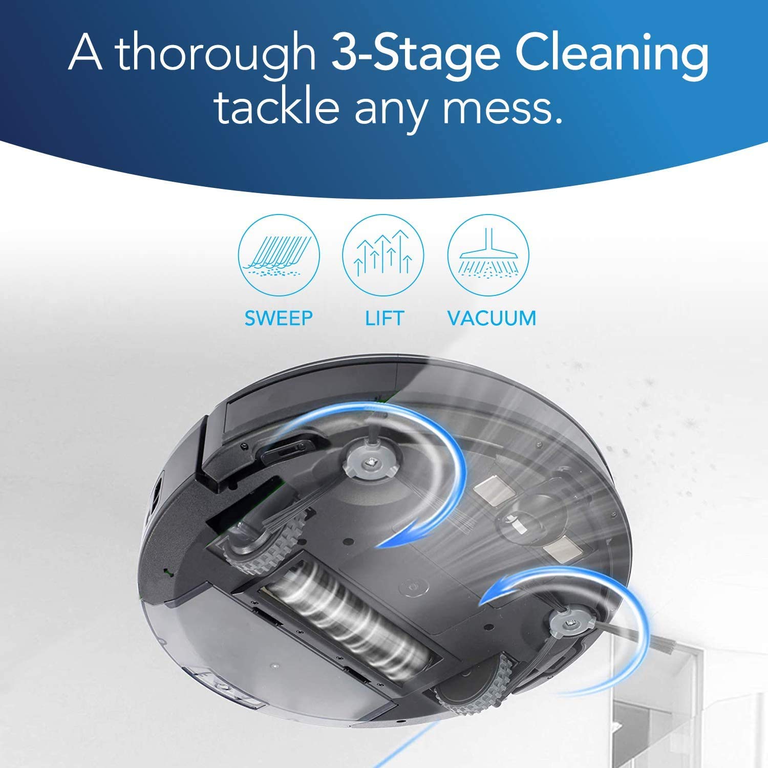 Ecovacs DEEBOT 500 Robot Vacuum Cleaner with Max Power Suction, Up to 110 min Runtime, Hard Floors and Carpets, Pet Hair, App Controls, Self-Charging, Quiet, Large, Black (Renewed)