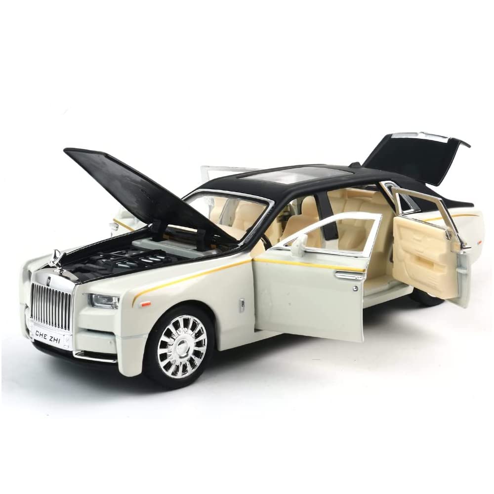 EROCK 1:32 Rolls-Royce Phantom Model Car,Zinc Alloy Pull Back Toy car with Sound and Light for Kids Boy Girl Gift,Collection of car model enthusiasts. (white)
