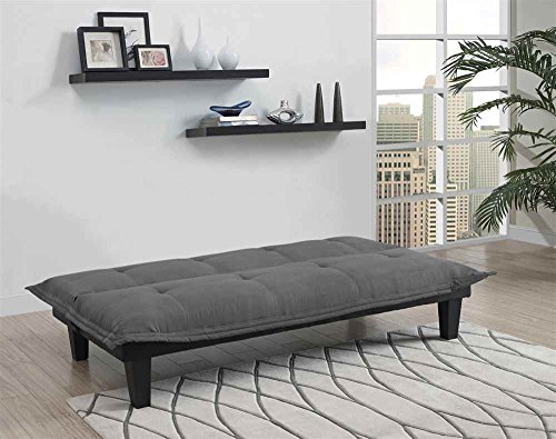 DHP Lodge Convertible Futon Couch Bed with Microfiber Upholstery and Wood Legs, Charcoal