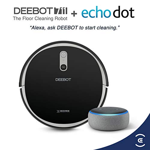 ECOVACS DEEBOT 711 Robot Vacuum Cleaner with Smart Navi 2.0 bundle with Echo Dot (3rd Gen) Charcoal Gray