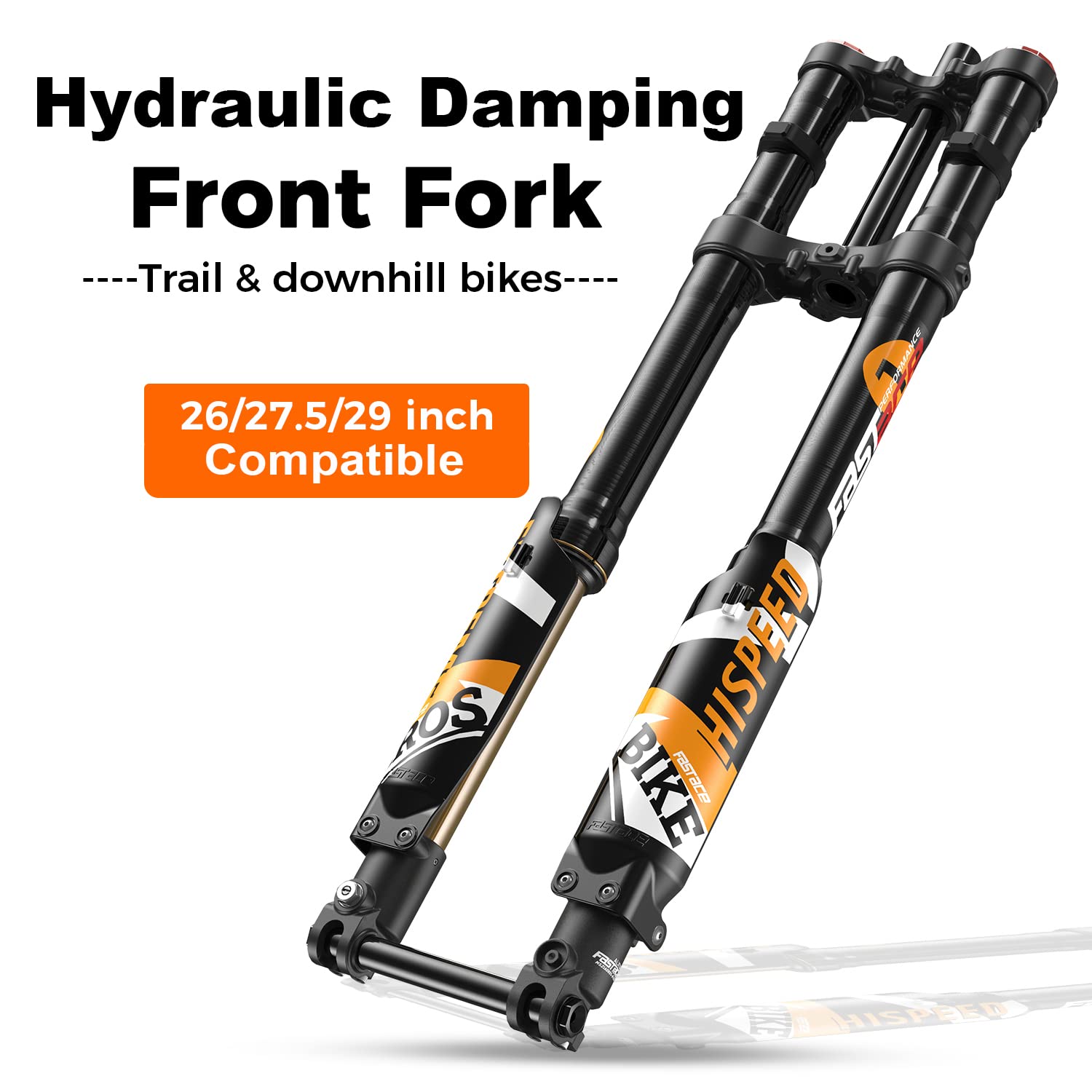 FASTACE 200mm Travel Downhill Fork, 26/27.5/29 inch Compatible Air MTB Suspension Fork Spring Hydraulic Adjust Straight Tube 28.6mm Bike Front Fork Black