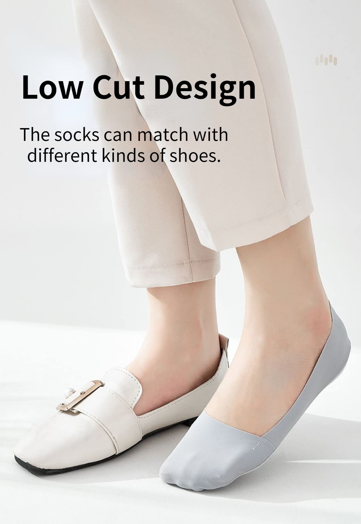 FORJMMP 10/20 Pairs No Show Socks for Women Non-slip Low Cut Liner Socks Invisible Ice Silk Socks (10 Pairs)