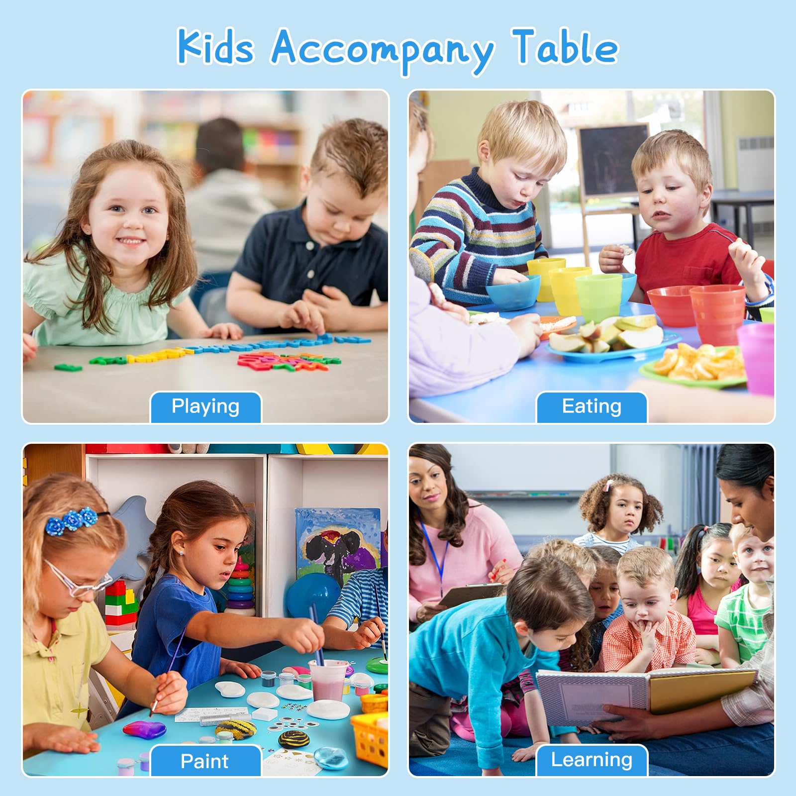 LulliSpace Kids Table and 2 Chairs Set, Height Adjustable Toddler Table and Chair Set,31.5"X23.6"Graffiti Desktop,Activity Table for Daycares,Homes,Classroom,Eco-Friendly, and Stylish Design