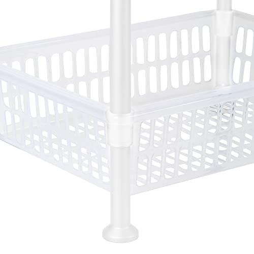 Kitchen Details 4 Tier Slim Basket Shelf Rack | Storage & Organizer | Kitchen | Bathroom | Laundry Room | Office | Good for Food and Kitchen Supplies | White