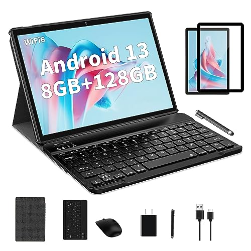ECOPAD 2023 Newest 2 in 1 Tablet, 10 inch Android 12 Tablet with Keyboard Mouse Stylus, 4GB+64GB, 2.0GHz Quad Core, 1280 * 800 HD Touch Screen, Dual Camera, Office, Wi-Fi, BT Tableta PC(Blue)