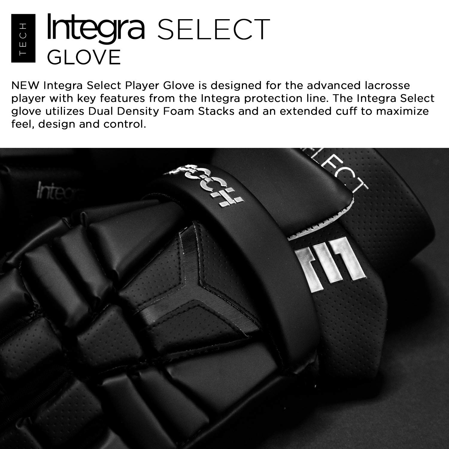 Epoch Integra Select Lacrosse Gloves with Dual-Density Foam and Adjustable Wrist, 13", Large, White
