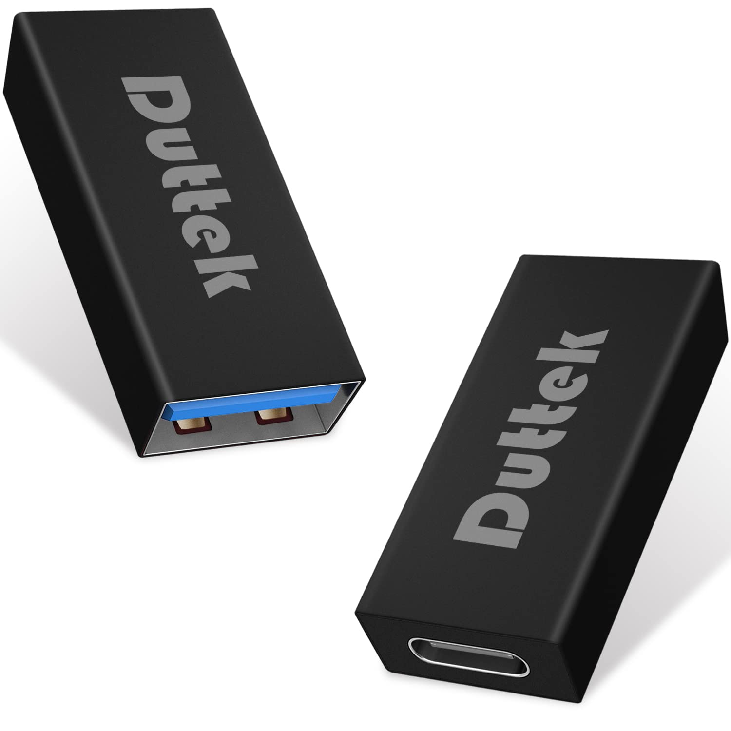 Duttek USB C to USB 3.0 Adapter, USB to USB C Adapter, USB 3.0 Female to USB C Female Adapter Connector Compatible with Google Pixel, Huawei etc 2 Pack (Black)