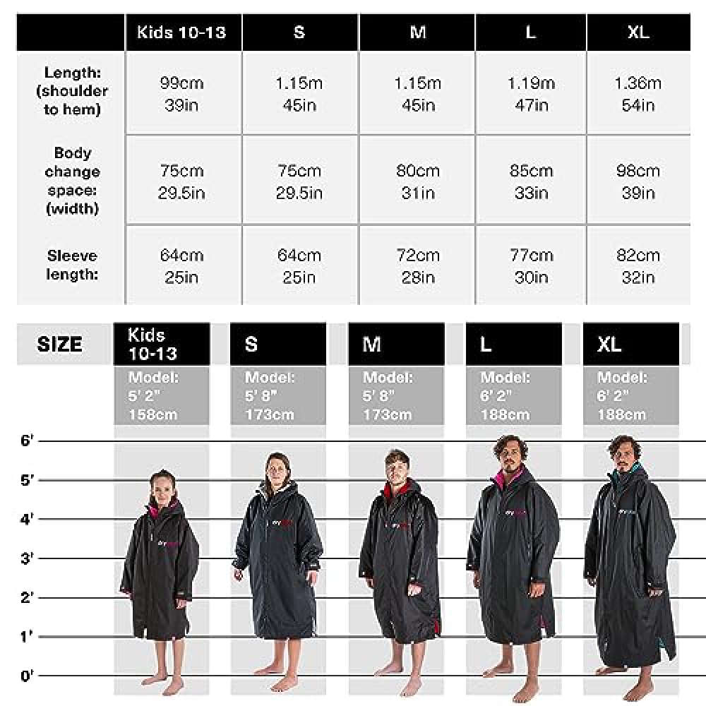 Dryrobe Advance LONG SLEEVE Swim Parka Change Robe - Stay Warm and Dry - Waterproof Oversized - Swimming/Surfing/OCR Events (Large - Black/Gray)