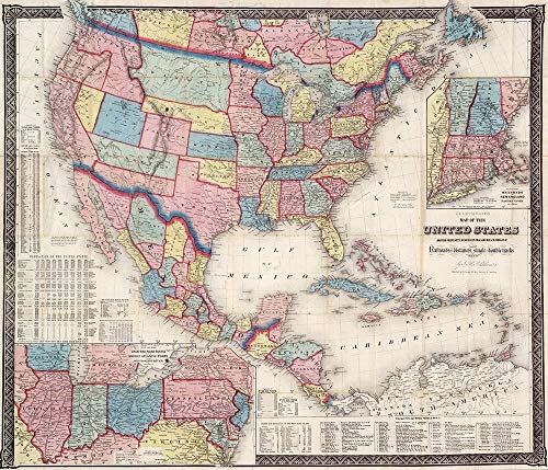 Posterazzi PDXFAS2046SMALL 1861 Map of US and North America Goldthwait Poster Print, 24 x 18, Multicolor
