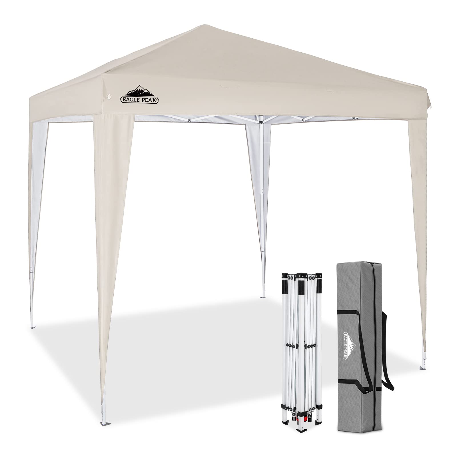 EAGLE PEAK 8x8 Outdoor Straight Leg Instant Pop Up Canopy Tent, Ultra Compact Portable Folding Gazebo Shelter with Carry Bag, Dark Blue