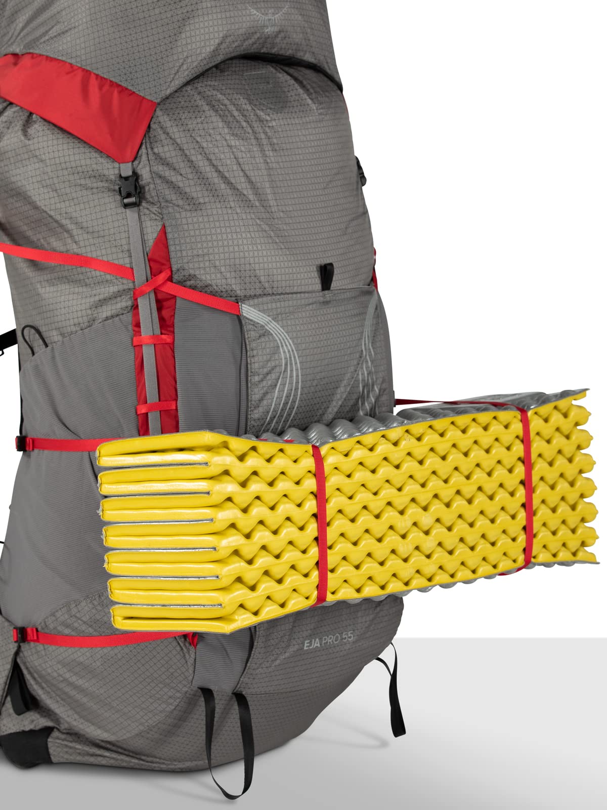 Osprey Eja Pro 55L Women's Backpacking Backpack, Dale Grey/Poinsettia Red, WXS/S