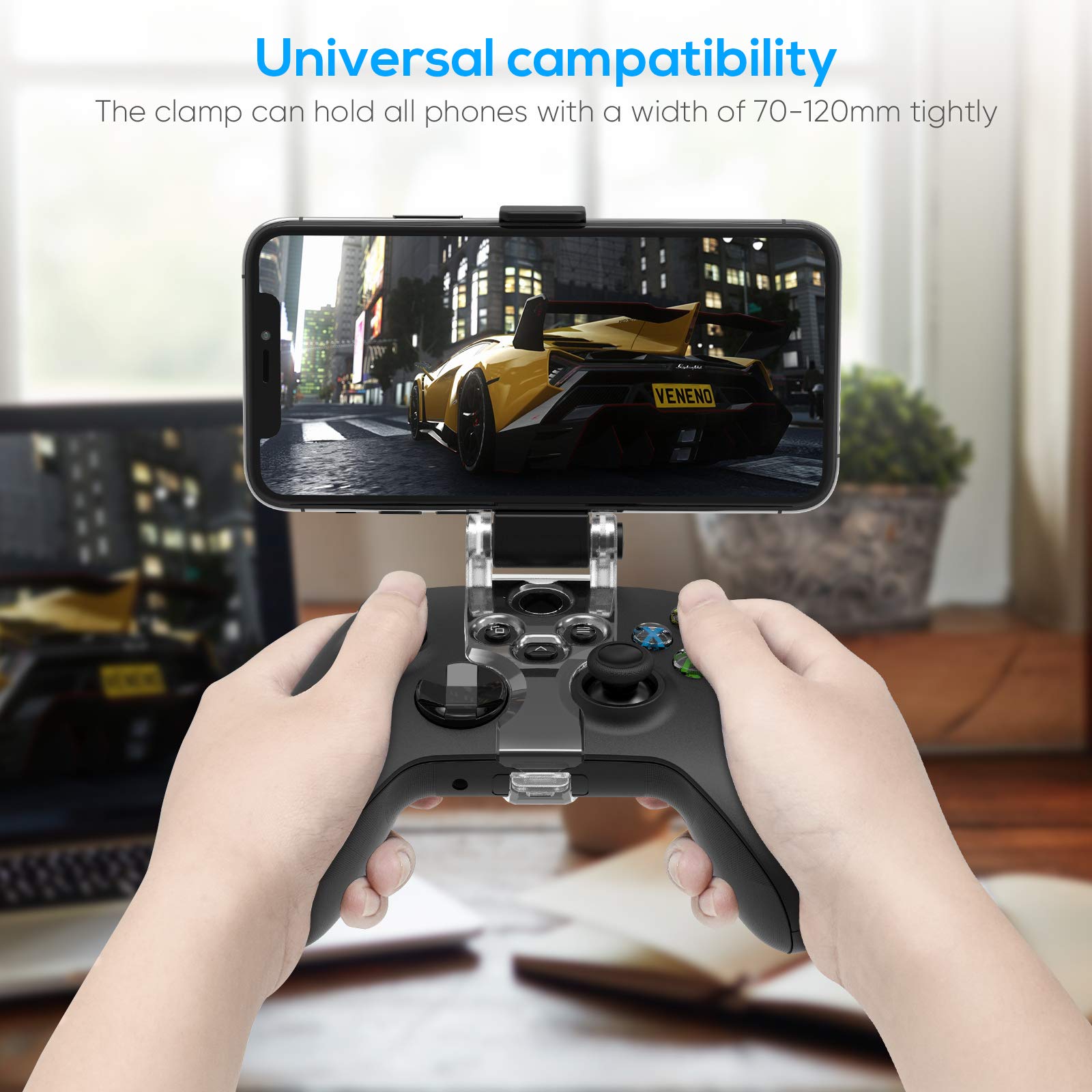 FASTSNAIL Phone Mount Clip for Xbox One S/X for Xbox Series S/X Controller, Free Rotation Clip Clamp Holder Handle Bracket for X-Series S/X-Series X and for Xbox One/One S/One X Wireless Controller