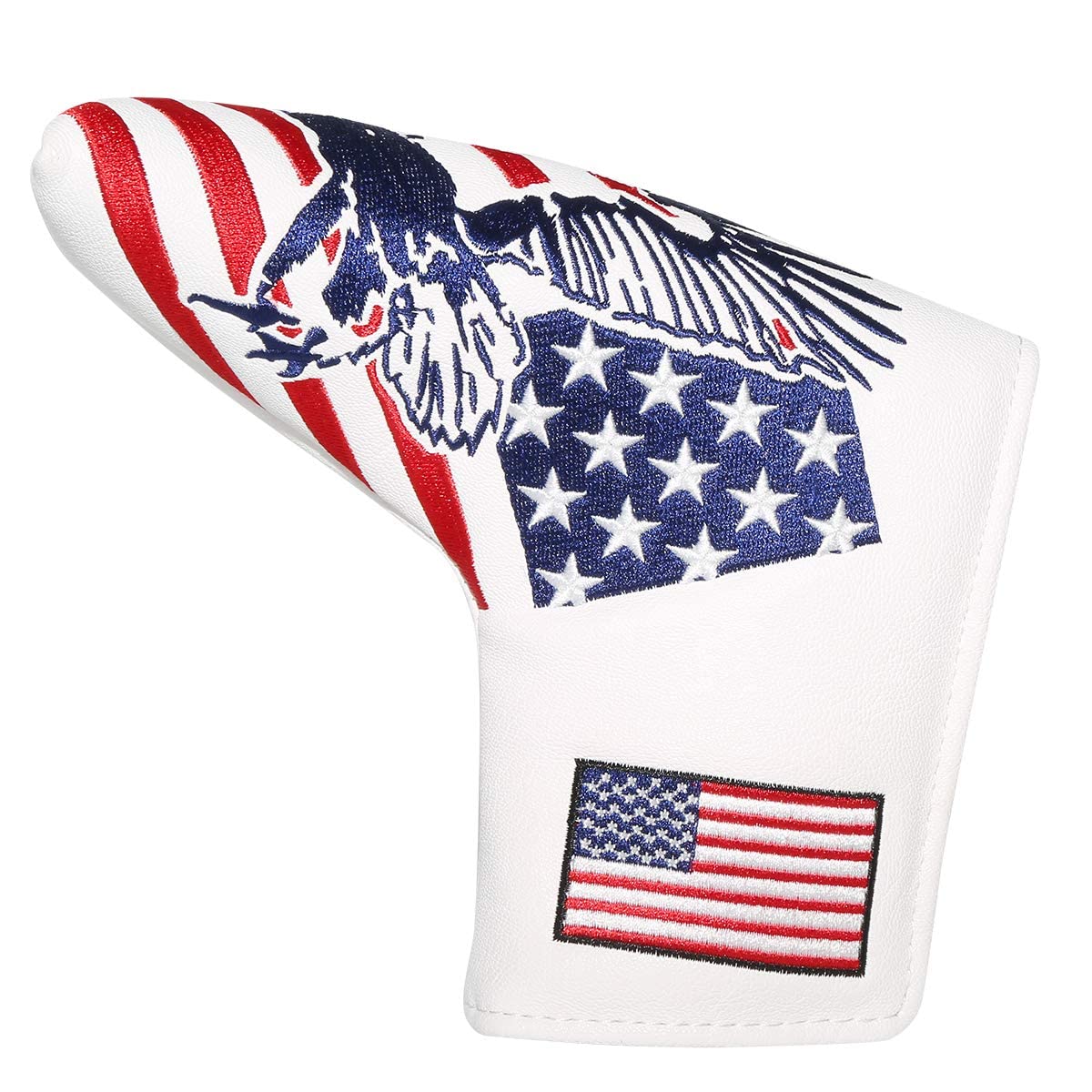 Eagle Eagles Red Blue White Leather Magnetic Blade Putter Cover Headcover Golf Club Protective Golf Accessories for Men,Patriotic