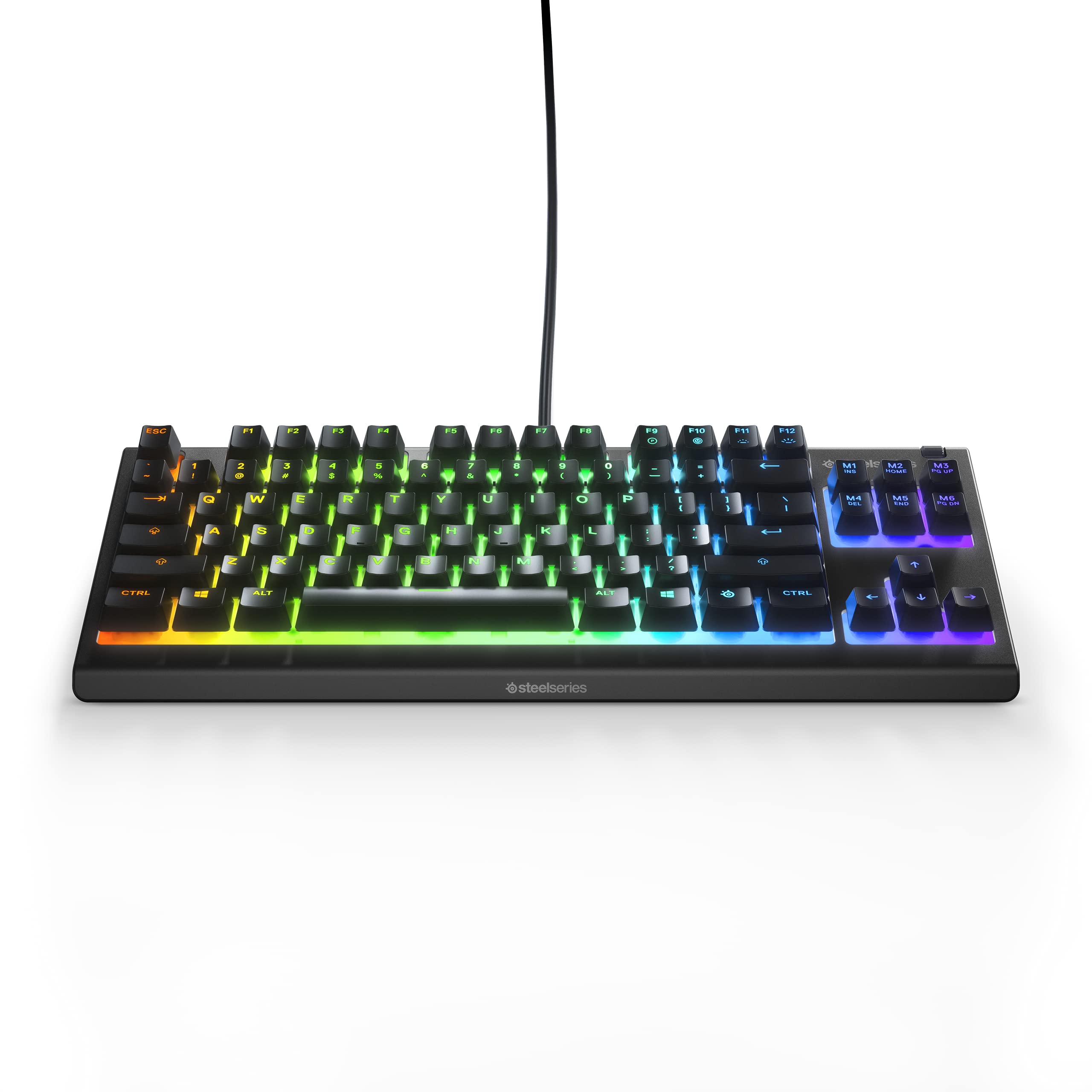SteelSeries Apex 3 TKL RGB Gaming Keyboard – Tenkeyless Compact Form Factor - 8-Zone RGB Illumination – IP32 Water & Dust Resistant – Whisper Quiet Gaming Switch – Gaming Grade Anti-Ghosting (Renewed)