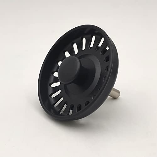 Kitchen Sink Basket Strainer Replacement for EADOT Drains(ESP21-01B/ESP21-01W) for Granite/Fireclay/Stainless Steel Kitchen Sinks ABS Body and Brass Knob Nut With Rubber Stopper (Single, Matte Black)