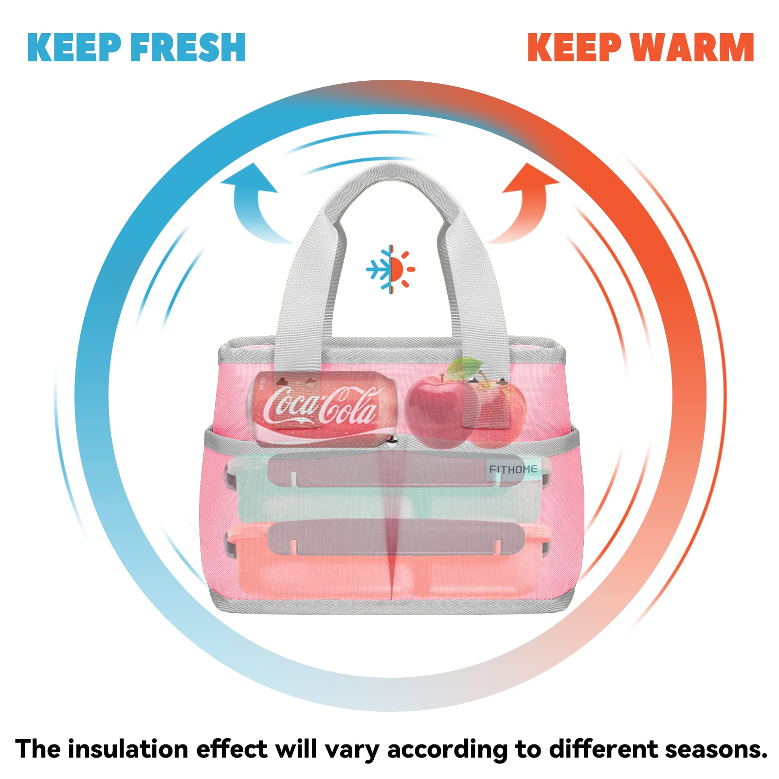 FITHOME Small Lunch Bag for Women & Men, Reusable Insulated Lunch Cooler Tote Bags, Leakproof Thermal Lunch Bag, Adult Durable Lunch Bag for Work