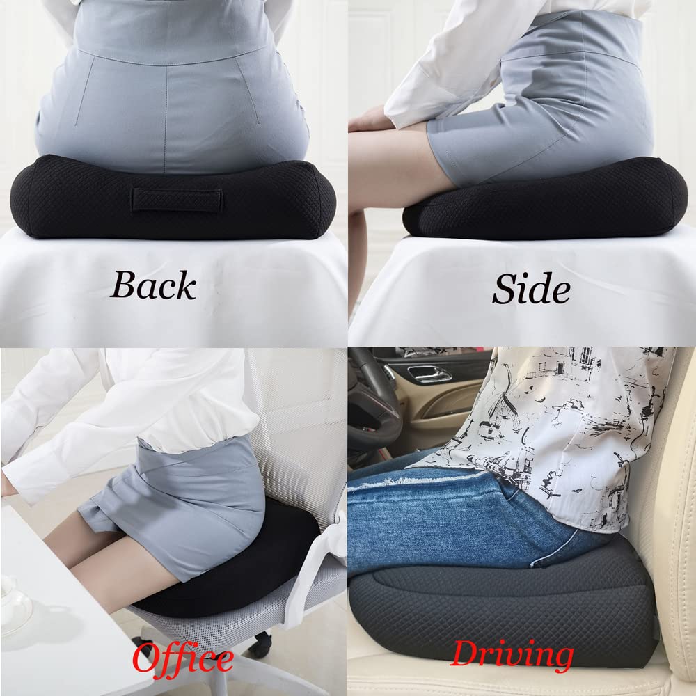 DYMGFZD Office Chair Cushions for Back and Butt, Ergonomic Chair/Seat Cushion for Long Sitting, Sitting Pillow for Automobile, Wheelchair, Computer Chair and Office Chair Hip Support Black