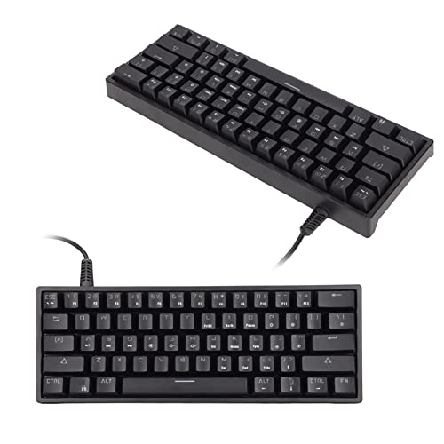 Goshyda Wired Mechanical Gaming Keyboard, 61 Keys RGB Backlight ABS Material Lightweight Portable Plug and Play Blue Switch Keyboard for Home Office