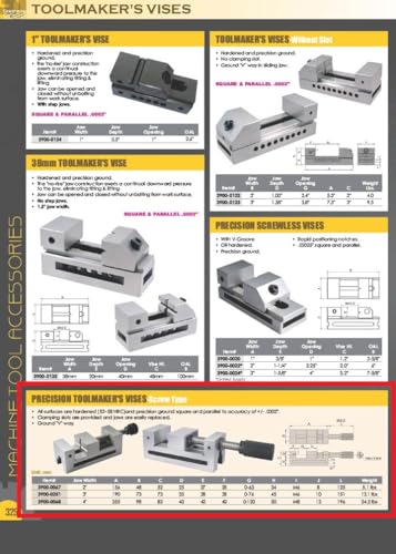 HHIP 3900-0251 Precision Toolmaker's Vise, 3" Width x 1.375" Depth Jaw, 4" Jaw Opening (Pack of 1)