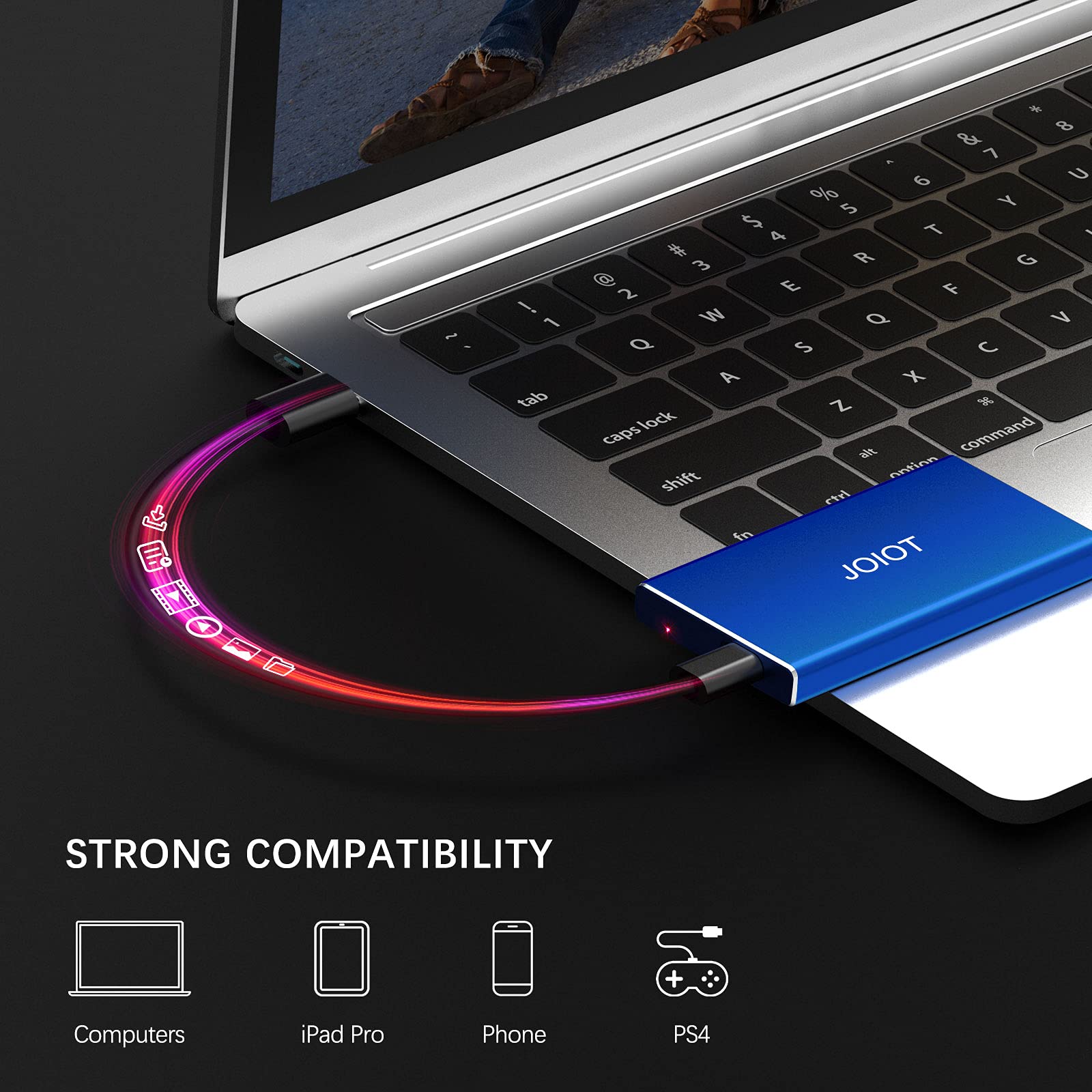 JOIOT Mini Portable SSD 240GB External Solid State Drive - Up to 540MB/s, USB 3.1 Gen 2 Ultra-Slim External SSD, Blue