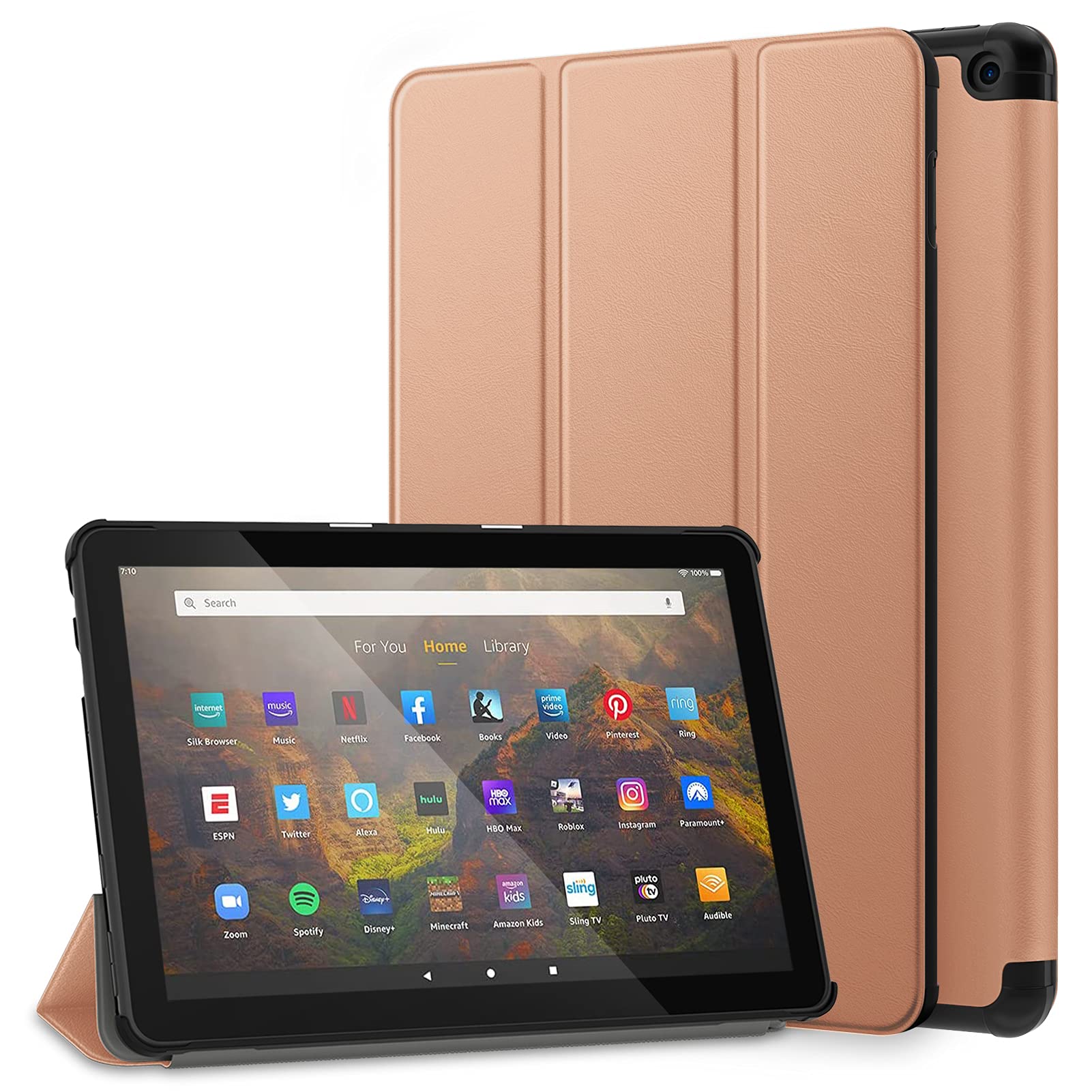 DTTO Case for All-New Amazon Fire HD 10 & 10 Plus Tablet (Only Compatible with 11th Generation Tablet, 2021 Release), Slim PU Leather Trifold Stand Cover Hard Back Shell with Auto Sleep/Wake, Black