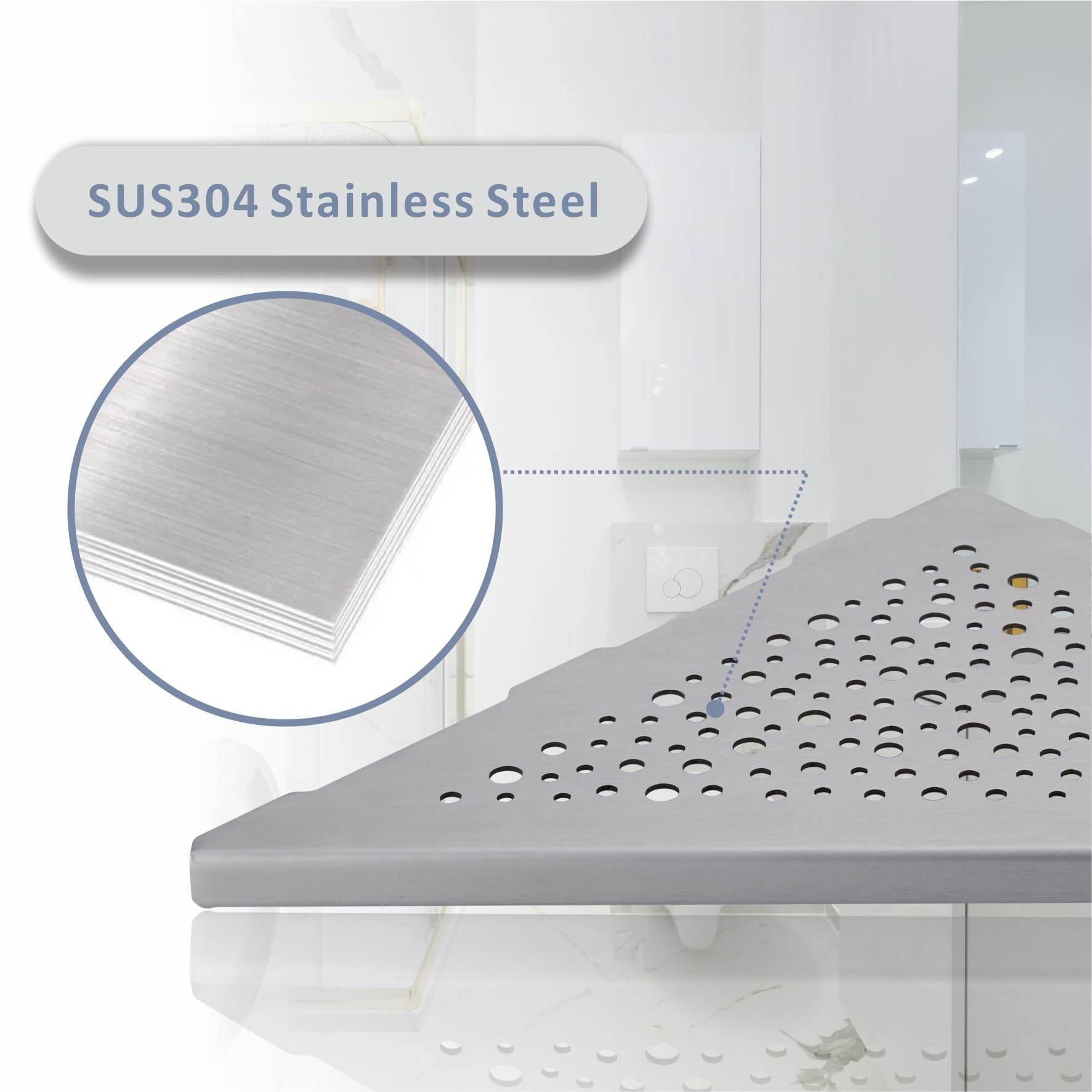 HIDROP Brushed Nickel Corner Shower Shelf 10" Triangular Corner Shelf Stainless Steel Bathroom Shelf for Tiled Wall, 2 Pack Shower Corner Shelf, No Drilling