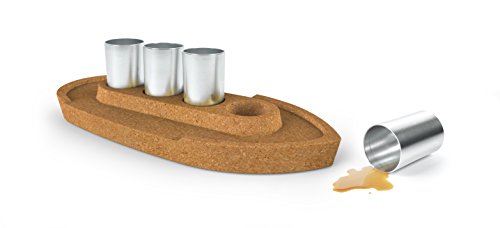 Genuine Fred Party Boat Shot Glass Flight Serving Set, One Size, Silver