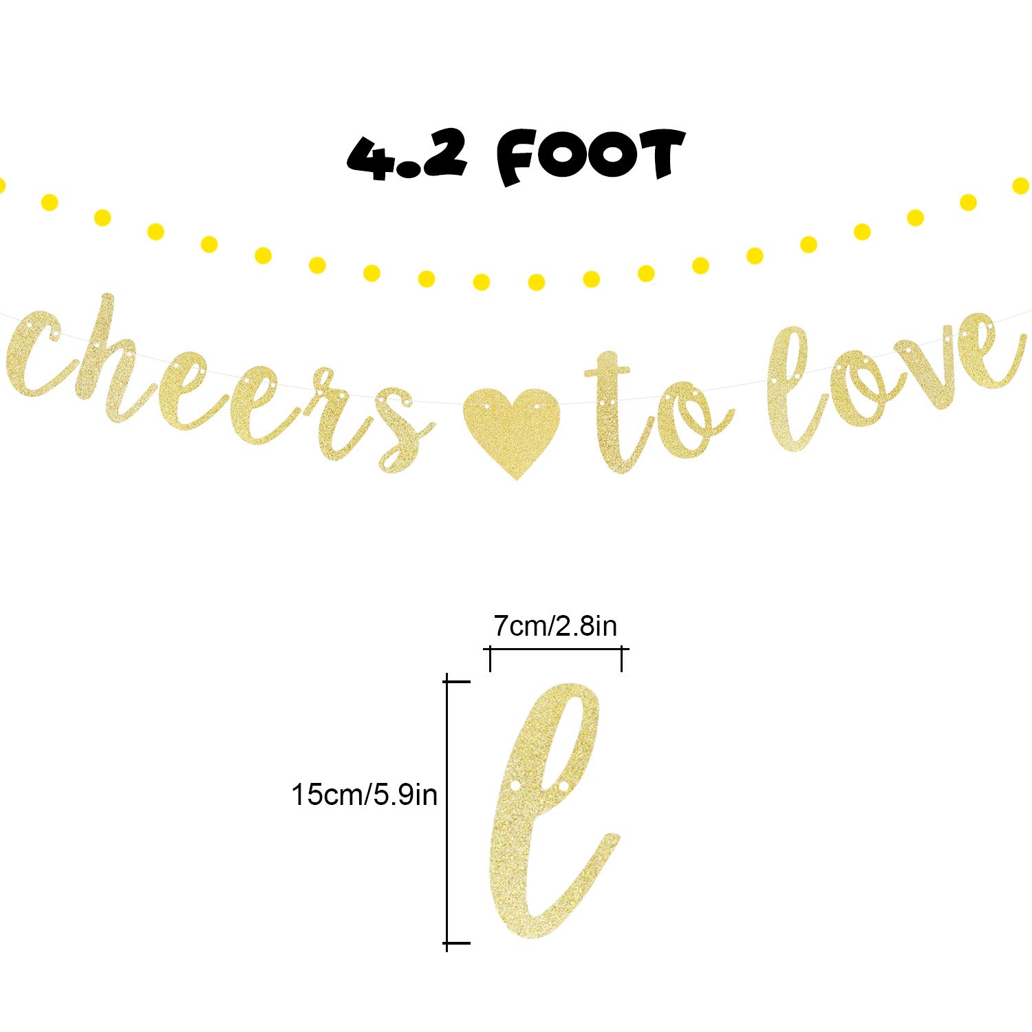 LINGTEER Cheers to Love Gold Glitter Bunting Banner Perfect for Wedding Engagement Anniversary Bridal Shower Party Gift Decorations Backdrop Sign.