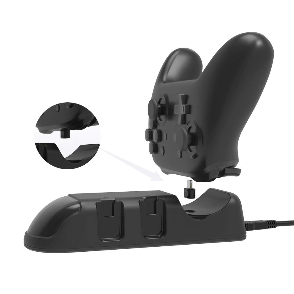 ECHZOVE Charger Station for Switch, Charging Dock Compatible with Switch Joy-con and Pro Controller with Charging Indicator and Type C Charging Cable