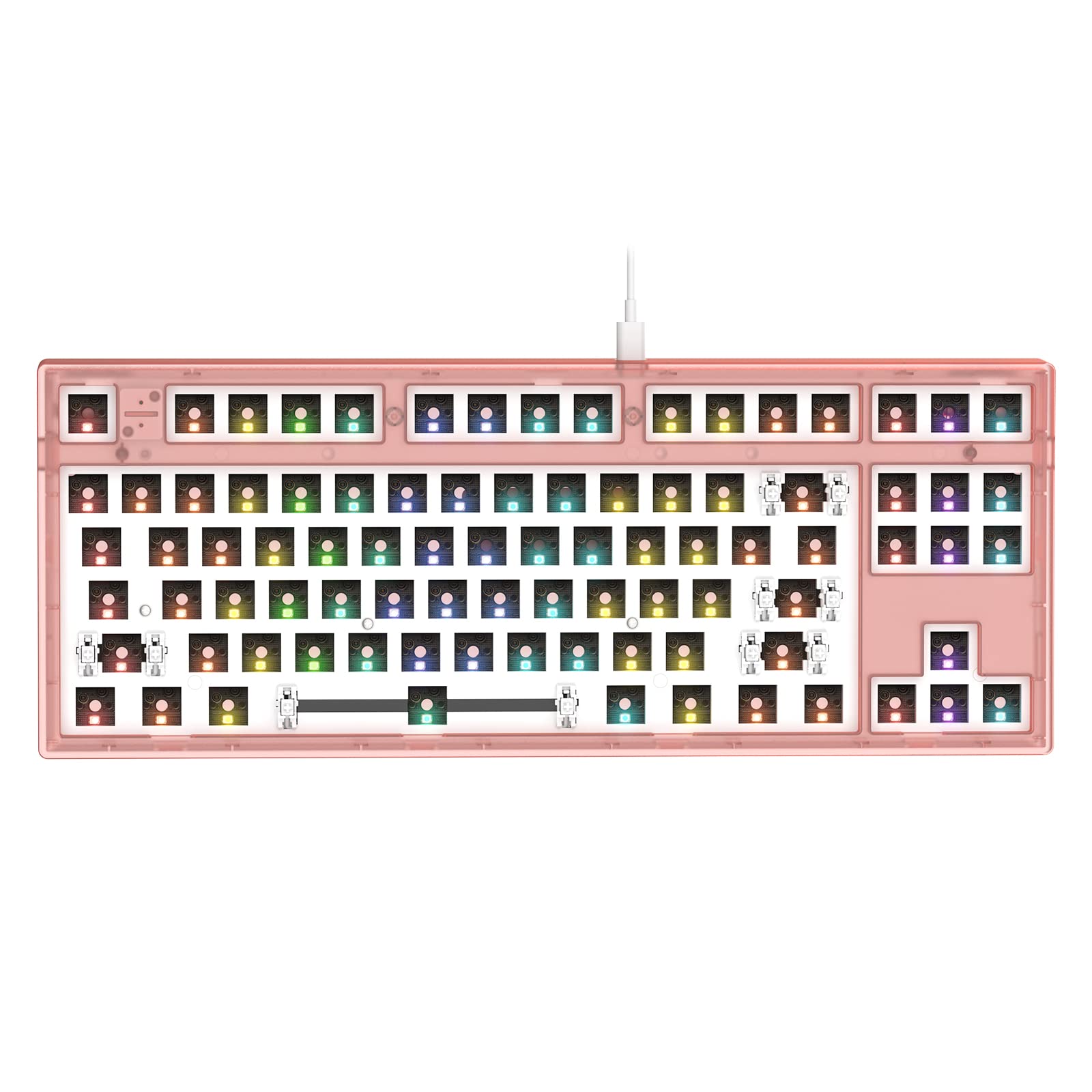 FL ESPORTS MK870 CMMK 87 Keys RGB Modular Mechanical Keyboard, 80% TKL Wired Gaming Keyboard DIY Kit w/Hot-Swap Switch Sockets (5-pin) & Customizable Software Supported (Barebones, Frosted Black)