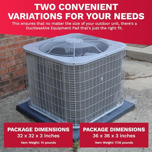 DuctlessAire Equipment Pad - Ductless Mini Split Air Conditioner Heat Pump Condenser Pads - Anti-Slip Outdoor Ground Mounting Base for HVAC Unit - Outdoor Condenser Unit Pad (32" W x 32" L x 3" H)