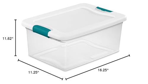 Sterilite 25 Qt./24 L Latching Box Clears, Quart, White, 6 Piece & 15 Qt./14 L Latching Box Clears, Quart, White, 12 Piece