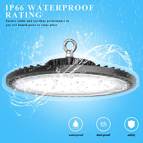High Bay Light | 15000LM (100W) LED UFO Commercial Lights with US Plug 5' Cable, 6500K Super Bright LED Shop Lights, IP66 Warehouse Light, Area Light Fixture Shop Light for Garage Warehouse Workshop
