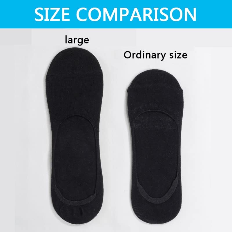 GPPZM 5 Pairs Men's Socks Summer Cotton Large Size Boat Socks Solid Color Invisible Silicone (Color : D, Size : Plus Size)