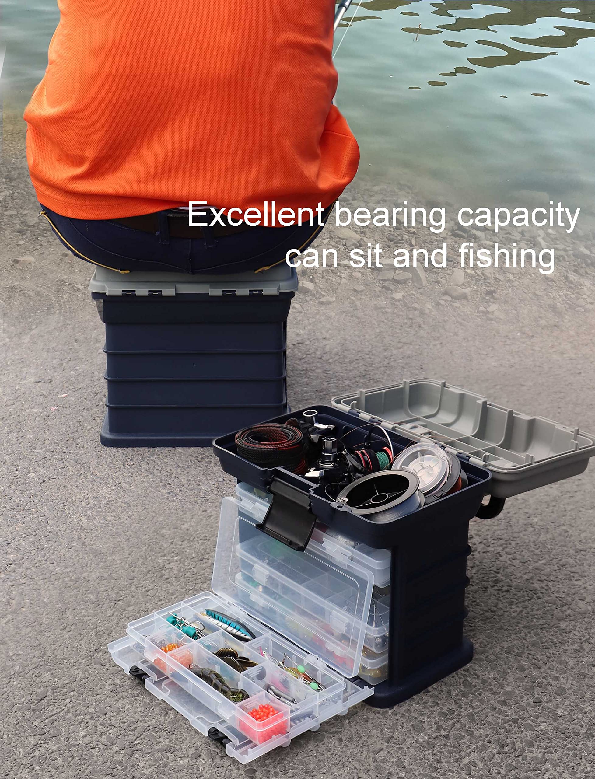 Ducurt Tackle Box Fishing Box Organizer Large Tackle box Organizers and Storage 4 Layers Tacklebox