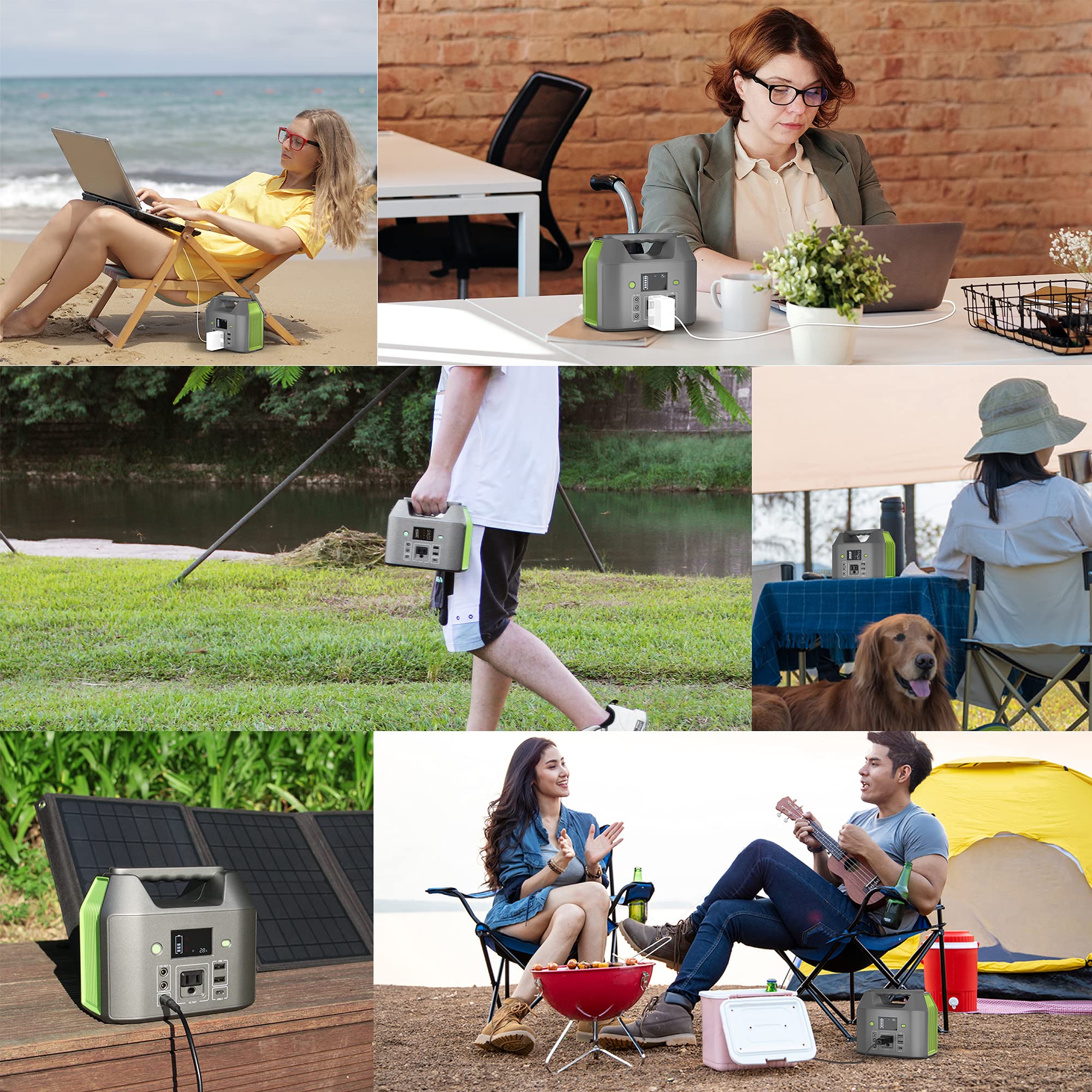 EnginStar Portable Power Station 150W 155Wh,40W Solar Panel, Power Bank with 110V AC Outlet, Foldable Solar Panel for Portable Power Station, 6 Outputs External Battery Pack with LED Light,QC3.0 USB